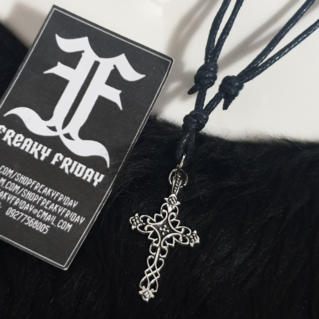 Cross Charm Adjustable Choker Necklace goth punk rock metal vampire ...