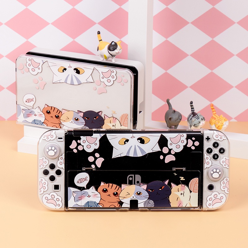 Transparent Cute Cat Dockable Split Protective Case for Nintendo Switch ...