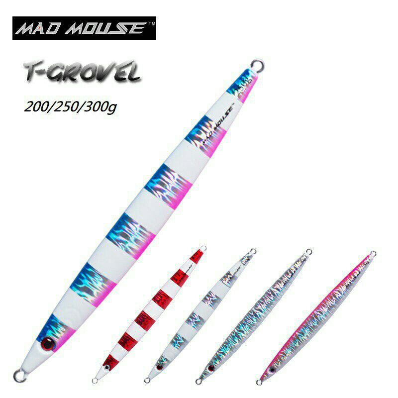 200g 250g 300g T-Grovel Madmouse Stick Jigs luminous stripes Hard ...