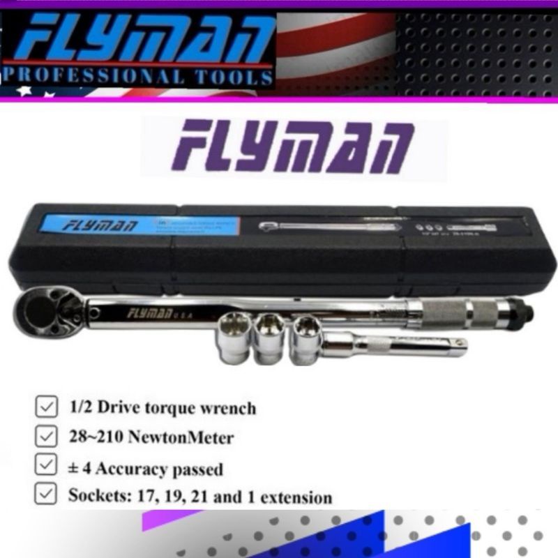 torque wrench original flyman 1/2 drive 28-210 N. M 18 inches | Shopee ...