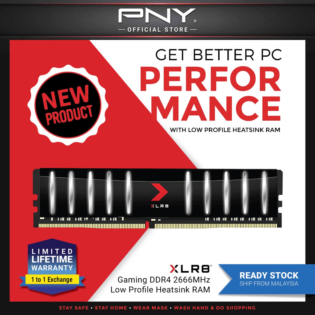 PNY XLR8 Gaming Low Profile Heatsink DDR4 2666/3200MHz PC Memory Module ...