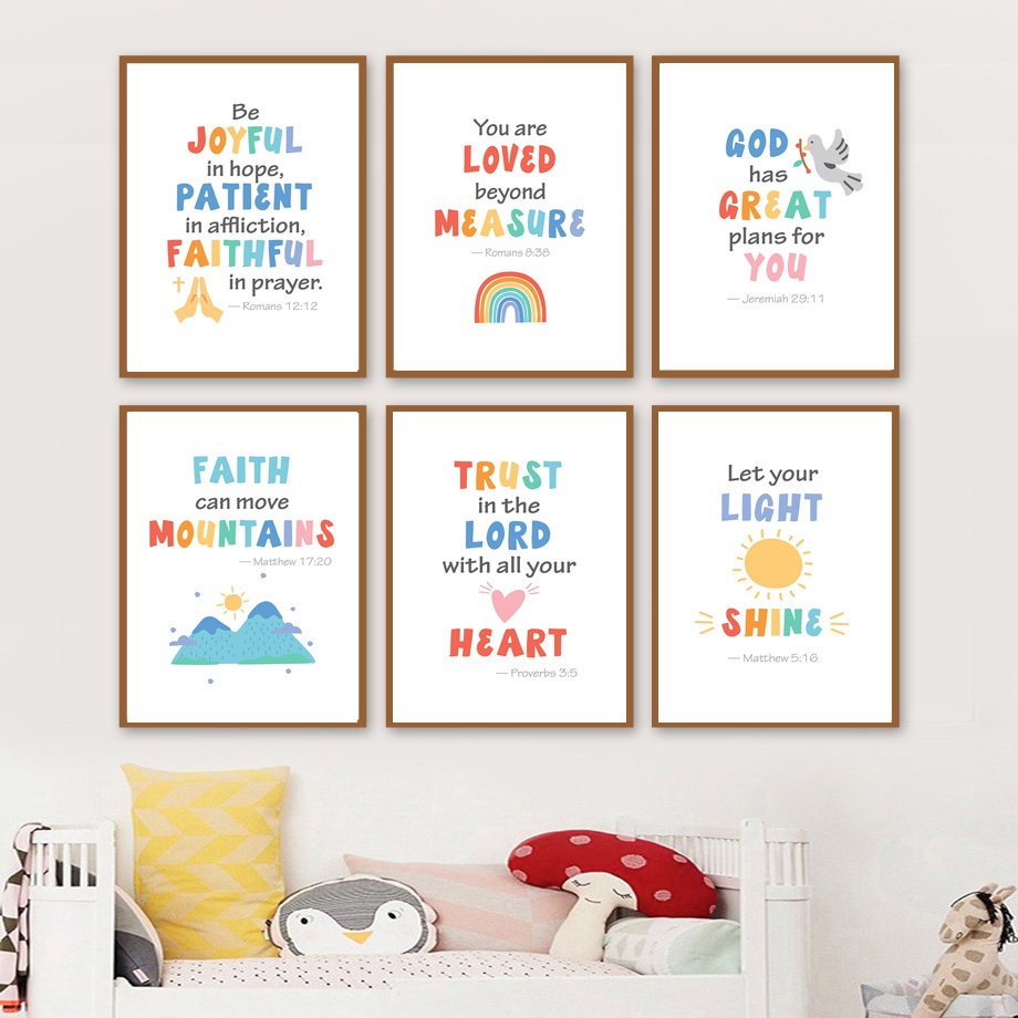 Kids Bible Verse Church Christian Scripture Jesus Wall Art Canvas ...