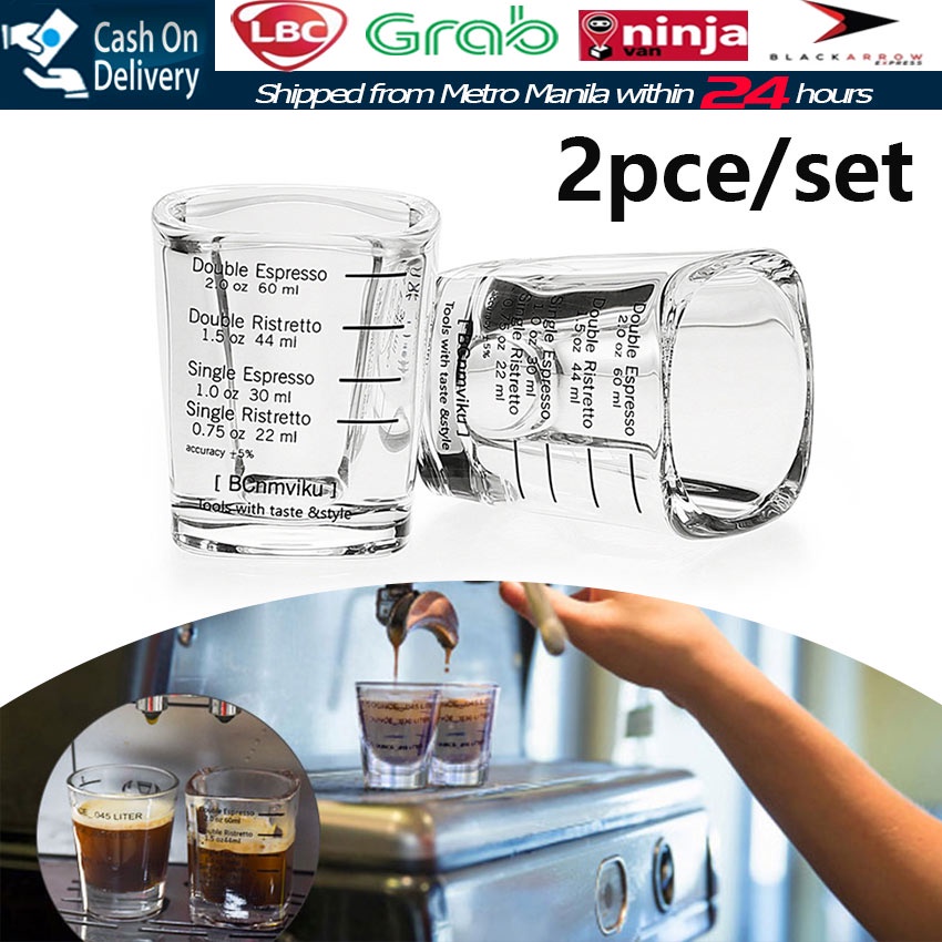 【Fast Delivery】2pcs/lot 2oz Square Espresso Shot Glasses Ounce Cup 60ml ...