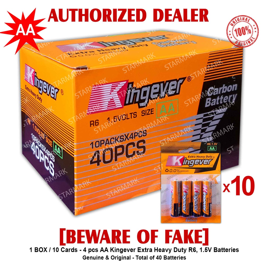 King Ever Battery Batteries AA Double A 4 pcs AA Batteries per Card ...