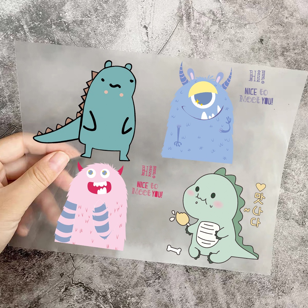 Cute Monster Stickers for Iron on Clothing Kawaii Cartoon Print ...