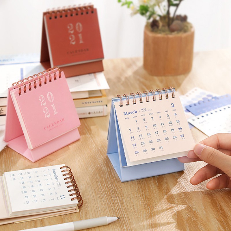 2021 Cute Mini Calendar Morandi Color Desktop Calendar Including 2 ...