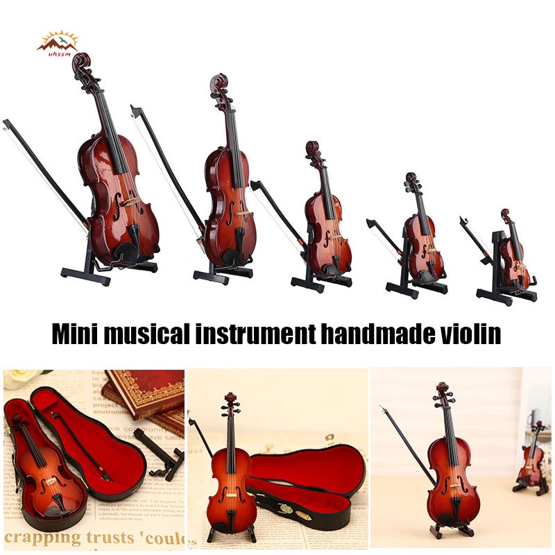 UHSSM Mini Miniature Violin Model Replica with Stand and Case Mini ...