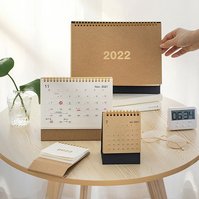 2022 Ins Solid Color Vertical Kraft Paper Calendar Simple Desktop ...
