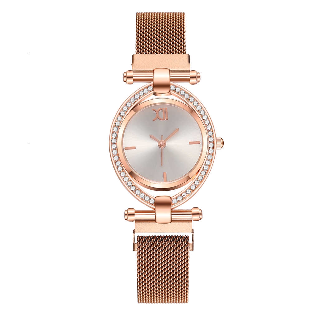 Fashion Women Magnet Buckle Oval Shape Diamond Watches Ladies Luxury ...