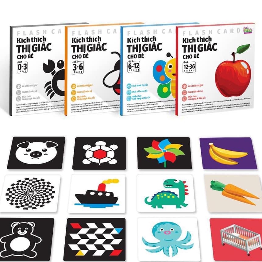 Combo of 4 Sets of Visual Stimulation Cards for Babies Flashcards ...