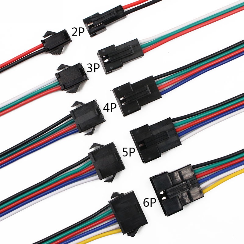 30cm JST SM 2P 3P 4P 5P 6P Automobile Quick Connect Wire Connector Male ...