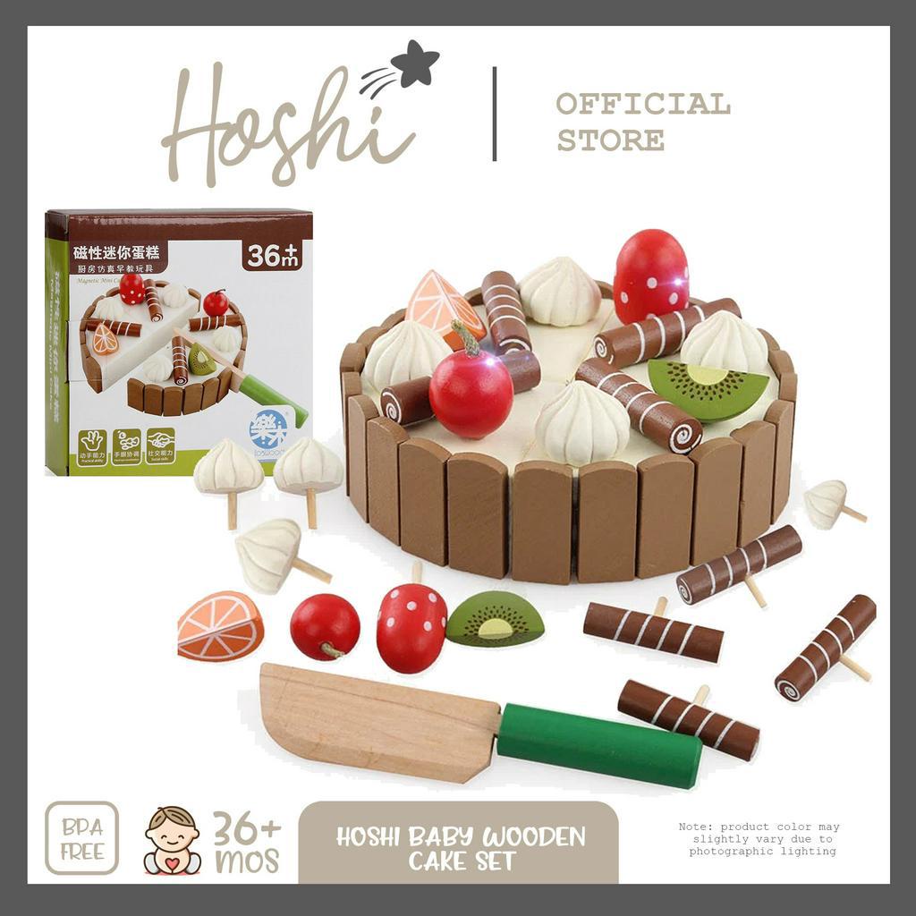Hoshi Baby Wooden Birthday Cake Decorating Set, Pretend Play Montessori ...