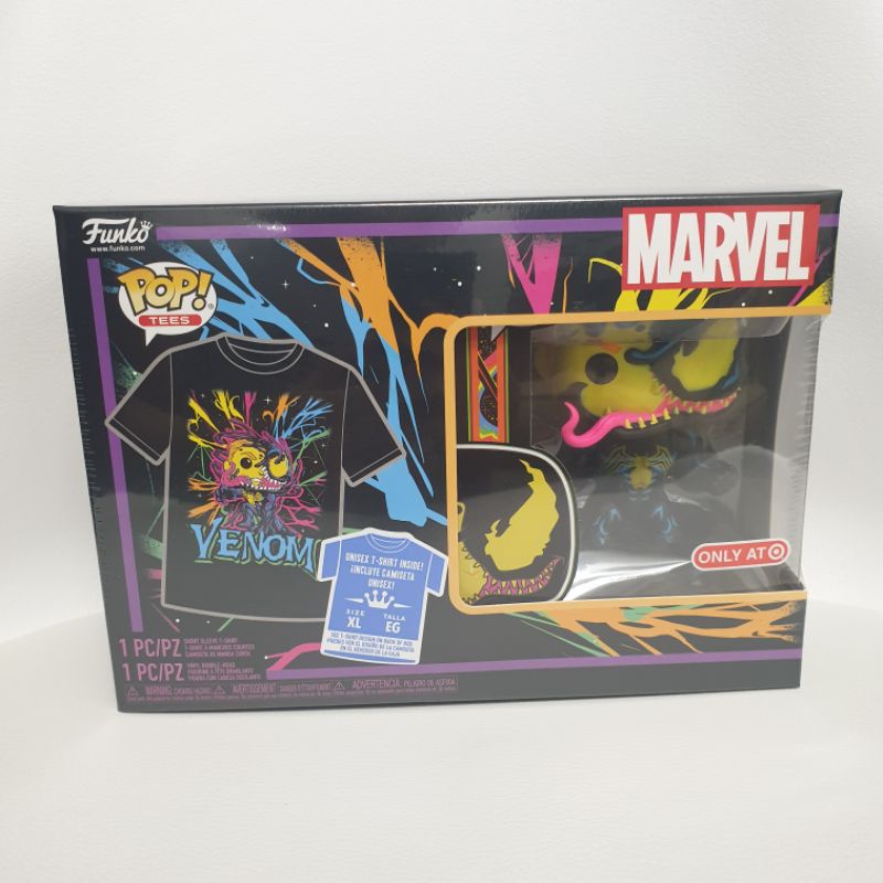 VENOM Marvel Target Exclusive Black Light Funko Pop with Pop Tees ...