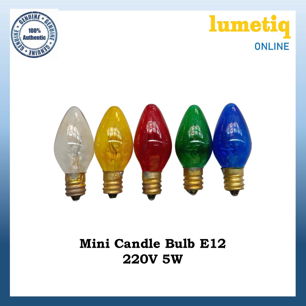 Pilot Bulb Mini Candle Bulb/Salt Lamp E12 5watts 220V (Clear, Red, Blue ...