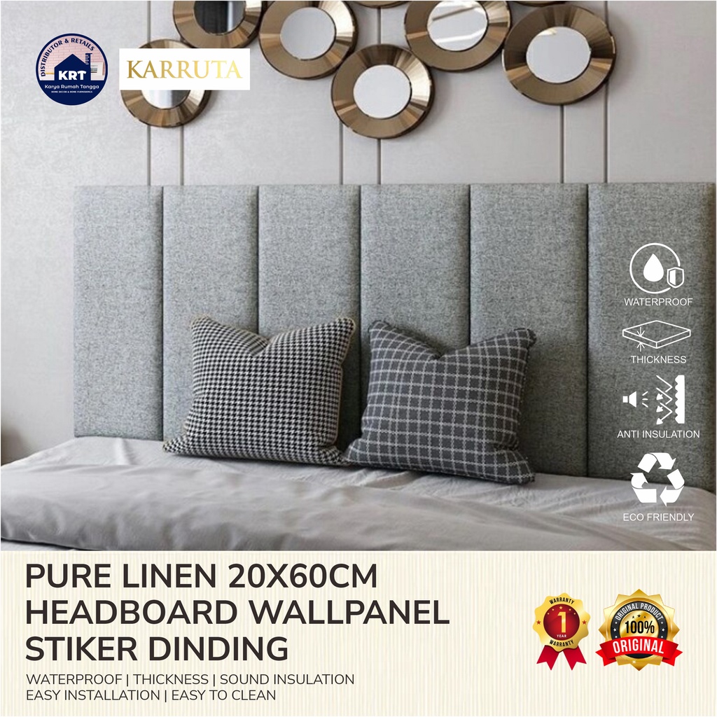 HEADBOARD Pure Linen 60cm x 20cm | Headboard Wallpanel 3D Wall Sticker ...