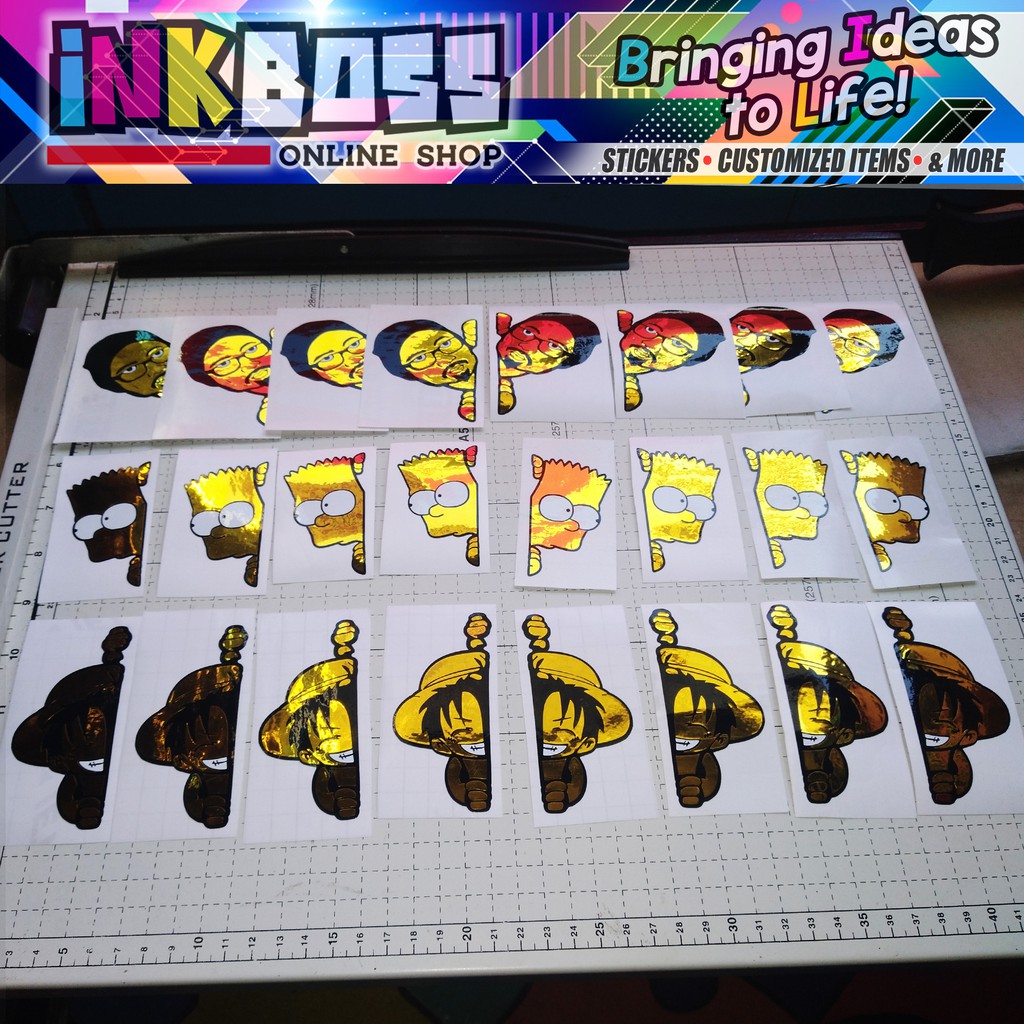 GOLD CHROME PEEKING STICKERS [ ED CALUAG / BART / LUFFY ] | Shopee ...