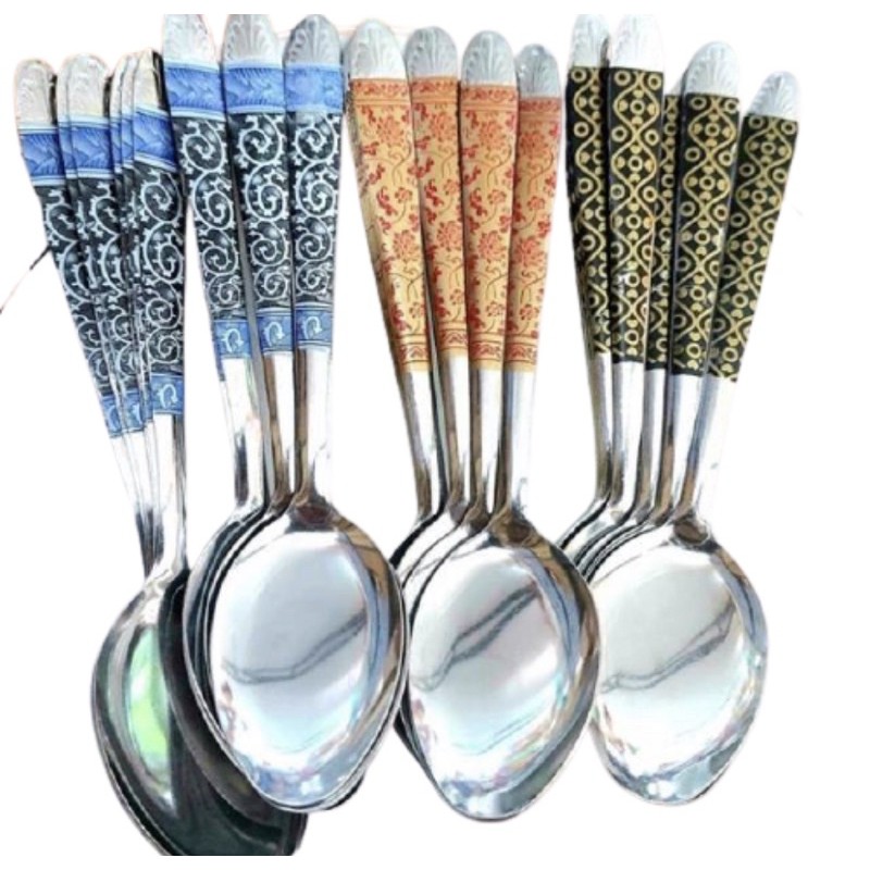 Batik Motif Tablespoon, Thick Stainless Steel, 12 PCS | Shopee Philippines