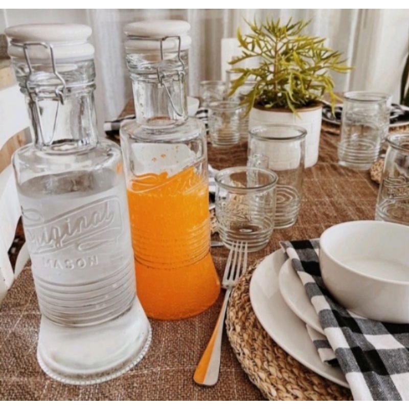 1 Liter Mason Glass Drinking Pitcher | Shopee Philippines