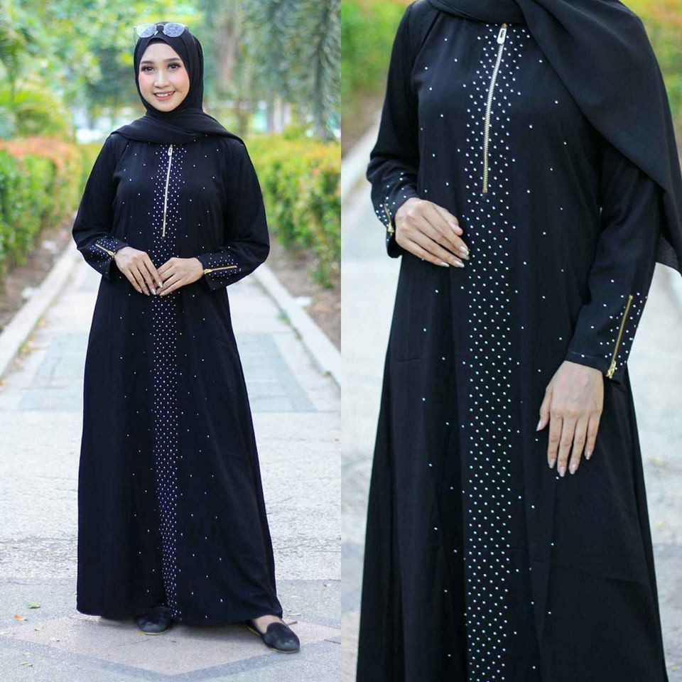HITAM Muslim Abayas Plain Robe Black Busui Black Jet Black Soft ...