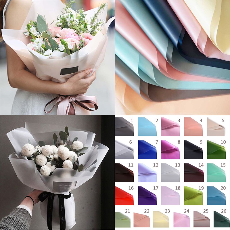 20 Sheets Waterproof Flowers Frosted Wrapping Paper 60x60cm | Shopee ...