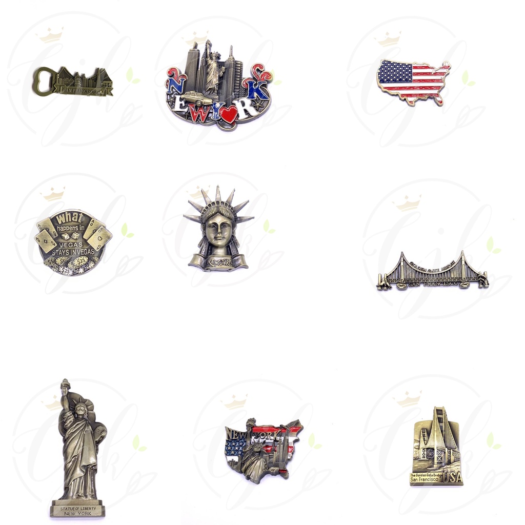 CJK 3D American landmarks Metal Ref Magnet Countries name collection ...