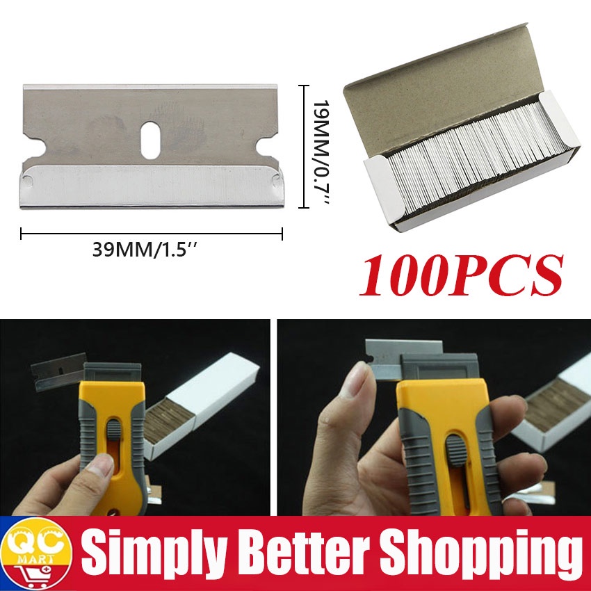 100PCS/Box Razor Blades Safety Scraper Single Edge Heavy Duty Razor ...
