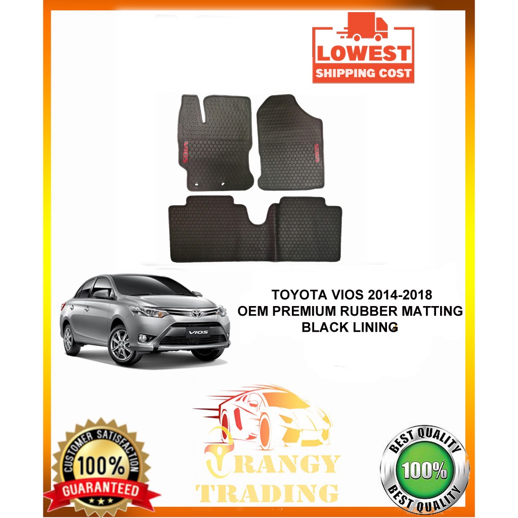 Toyota Vios 2014 to 2018 OEM Premium Rubber Matting Black Lining 2015 ...