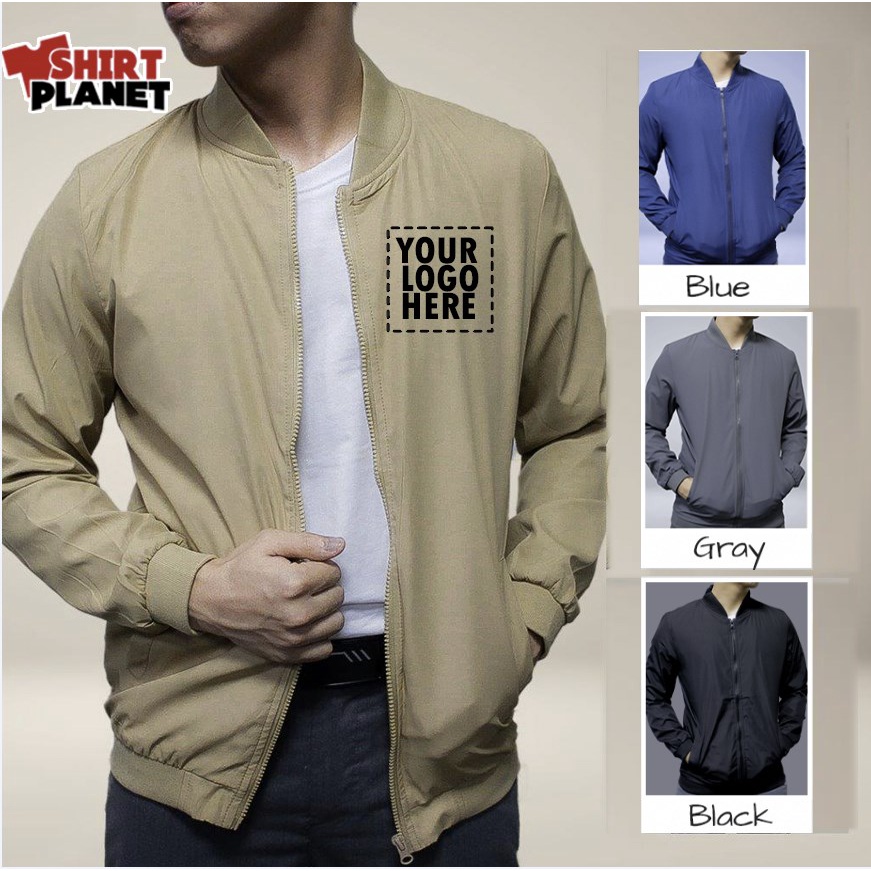 Customized Bomber Jacket Water Resistant Jacket No Hood W/ Zipper ...