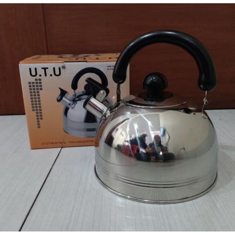 UTU WHISTLING TEAK KETTLE KETTLE HK-07 3L STAINLESS STEEL / WATER ...