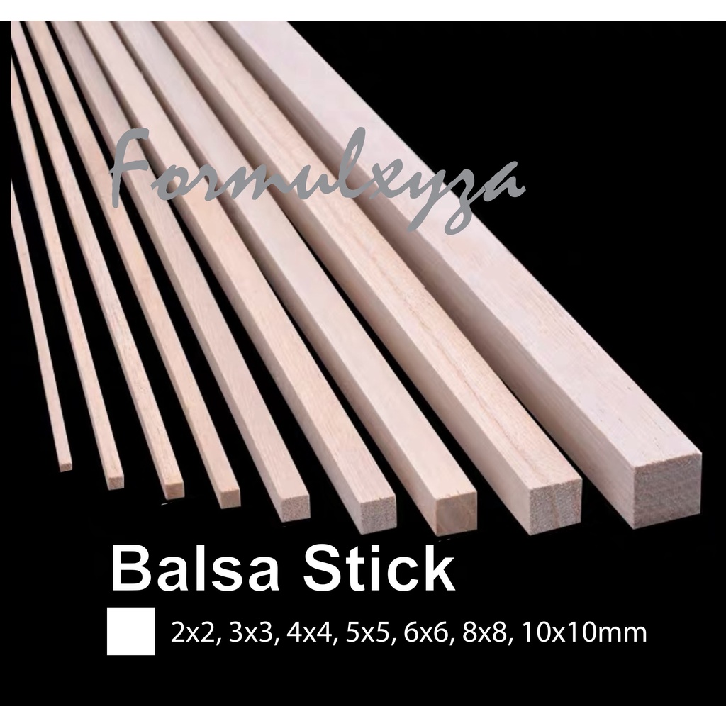 Balsa Wood Stick - 2x2,3x3,4x4,5x5,6x6,8x8,10x10mm *Length 100cm ...