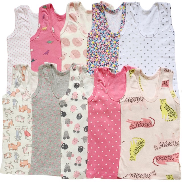 Kids Printed Cotton Sleeveless Racerback Strap Sando For Girls 1-3 ...