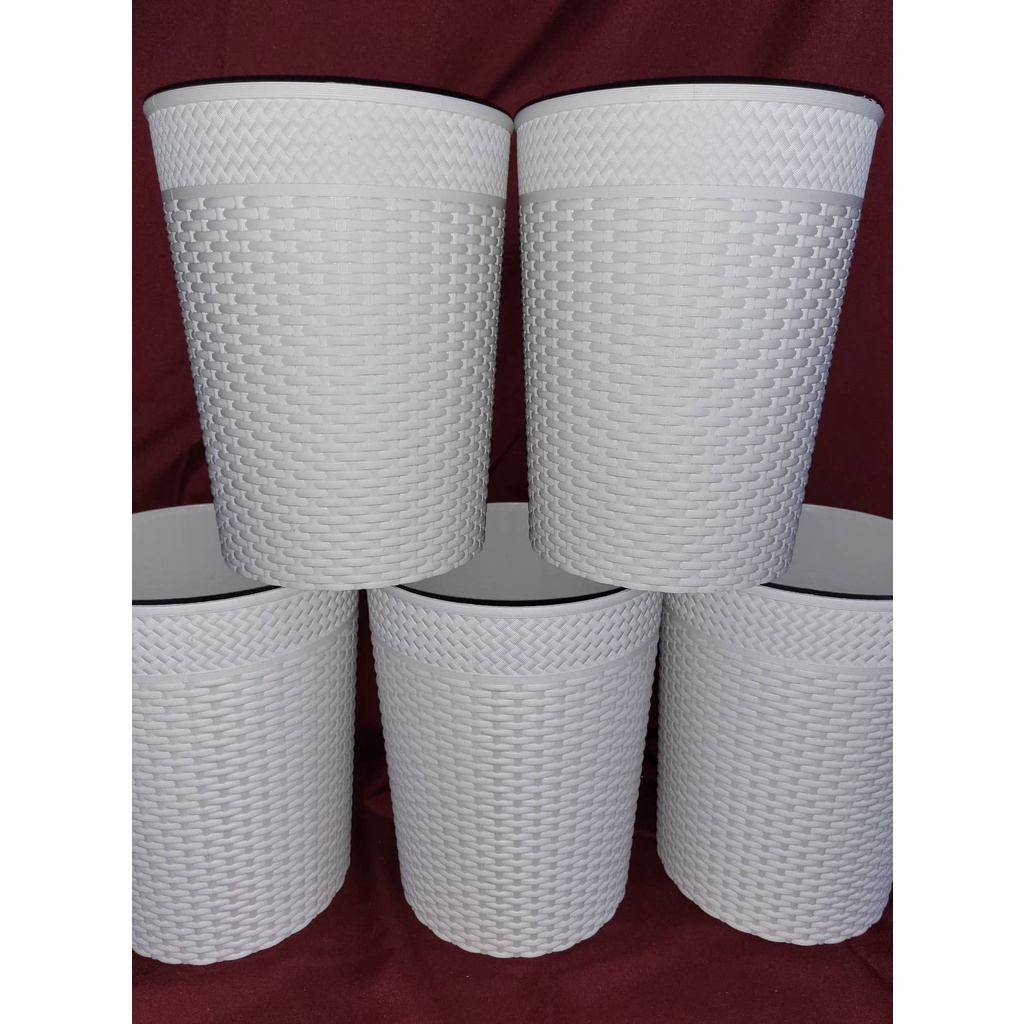 5PCS XL tall white rattan design pots for plants 9.5x12 inches - paso ...