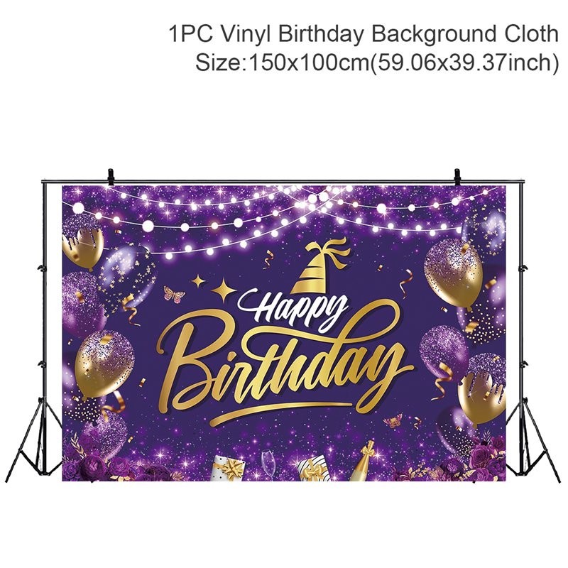 1 5 1m Polyester Black Gold Balloon Happy Birthday Backdrop Banner