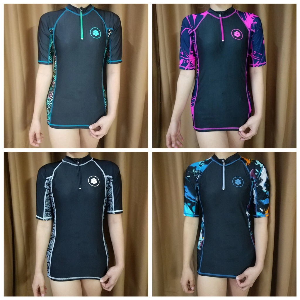 New Safiya Rashguard Shortsleeves with Zipper Rush Guard S-XL for Women ...