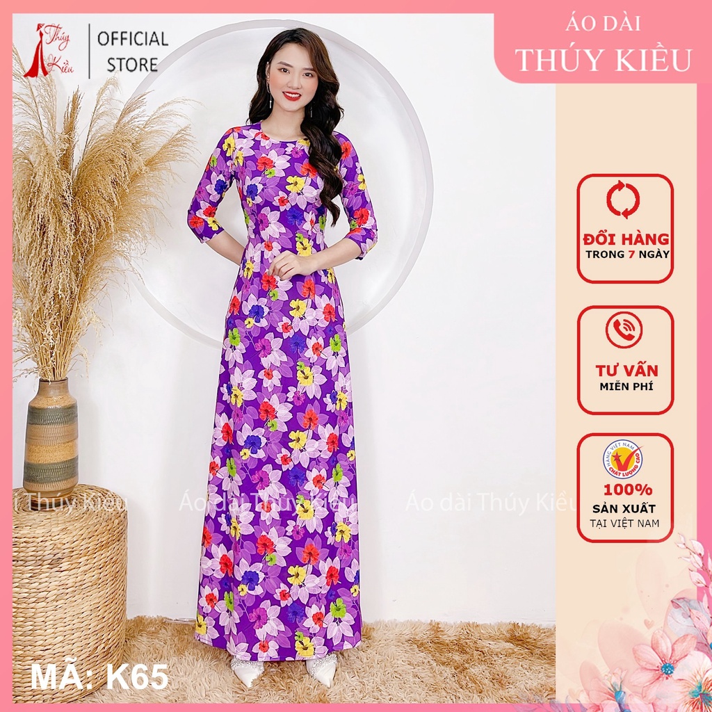 Ready-to-wear women's ao dai with small flowers, beautifully designed ...