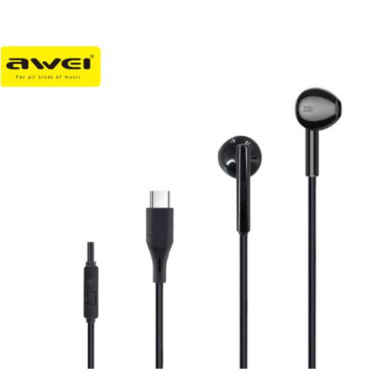 MM Awei PC-1T Type C Analog Interface Earphone Mini Stereo Semi In-Ear ...
