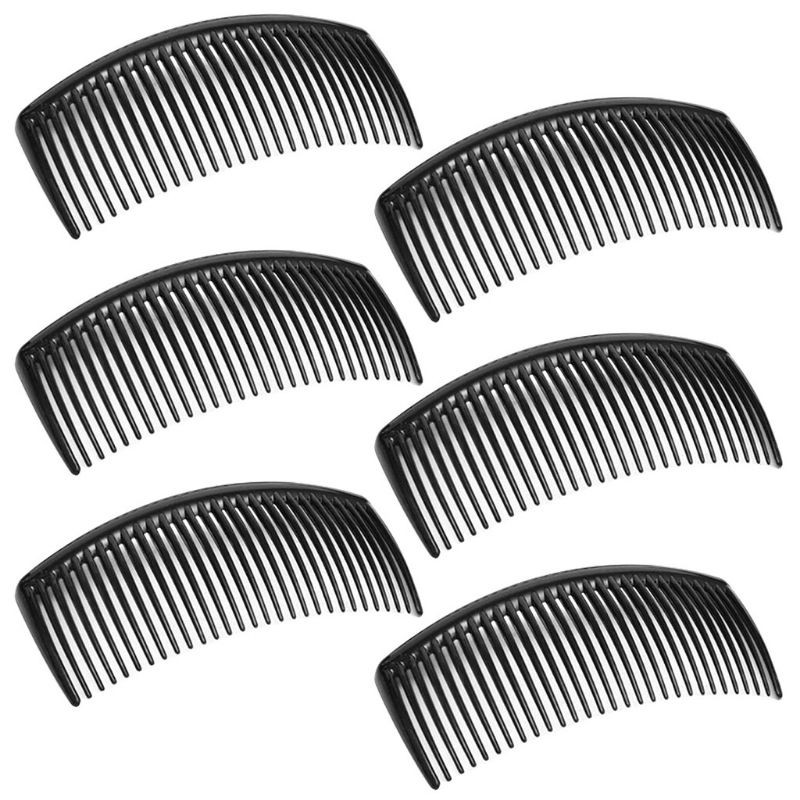 Payneta 12 pcs Plain Black Side Comb29 teeth Plastic Hair Side Comb ...