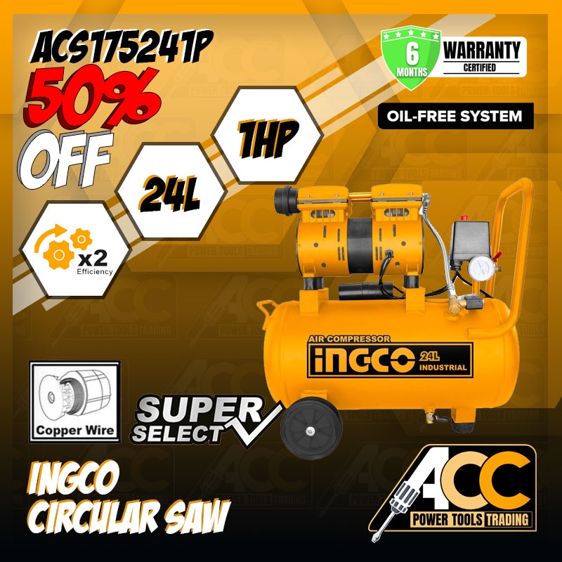 INGCO Air Compressor 24L (ACS175241P) | Shopee Philippines