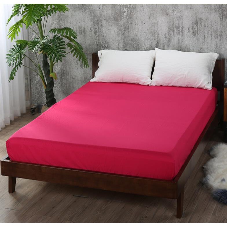 Garterized Fitted Sheet Only Plain Design Bedsheet 150cm Queen Size E ...