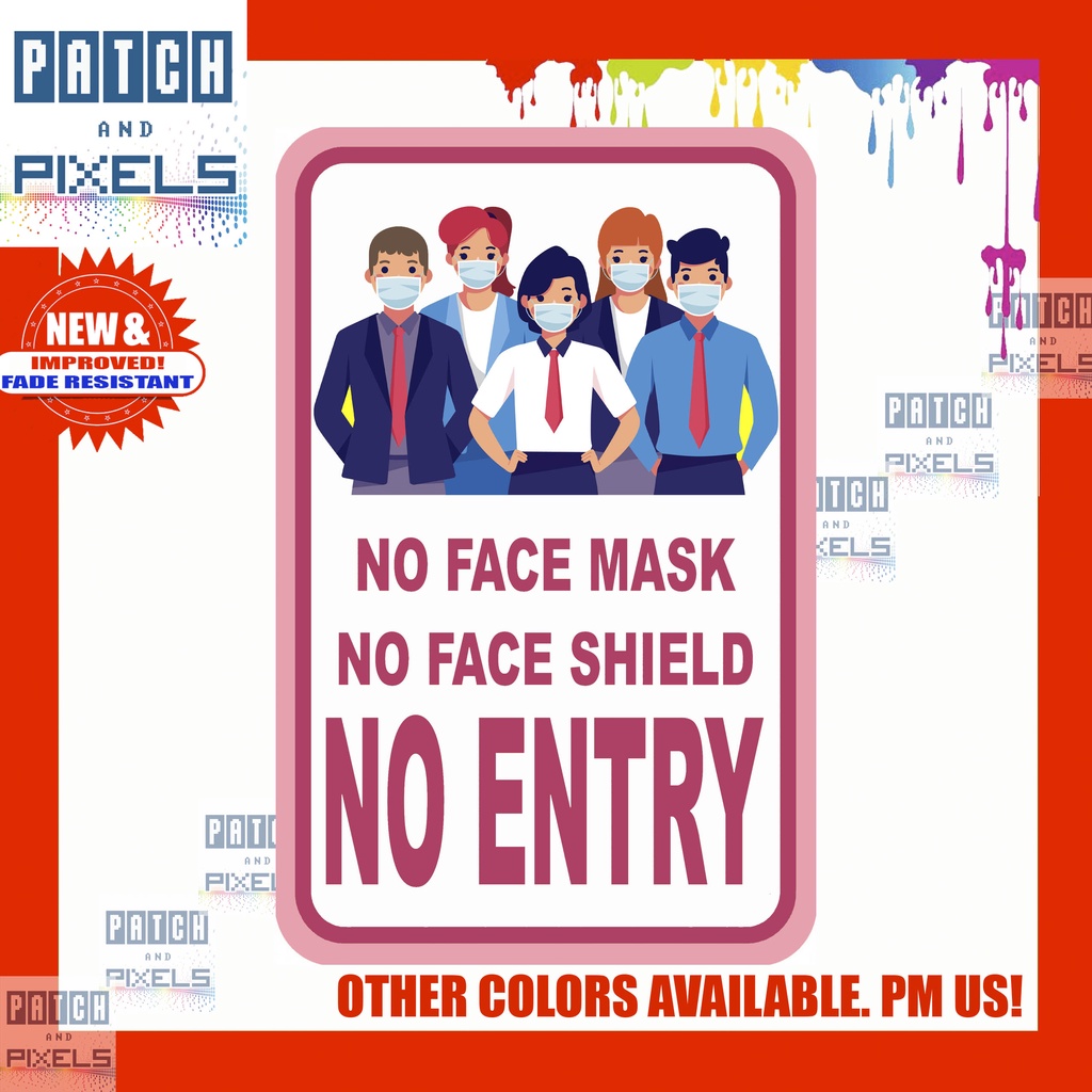 No Face Mask Sign Pink/Wear Your Face Mask Sign Laminated/PVC/Sticker ...