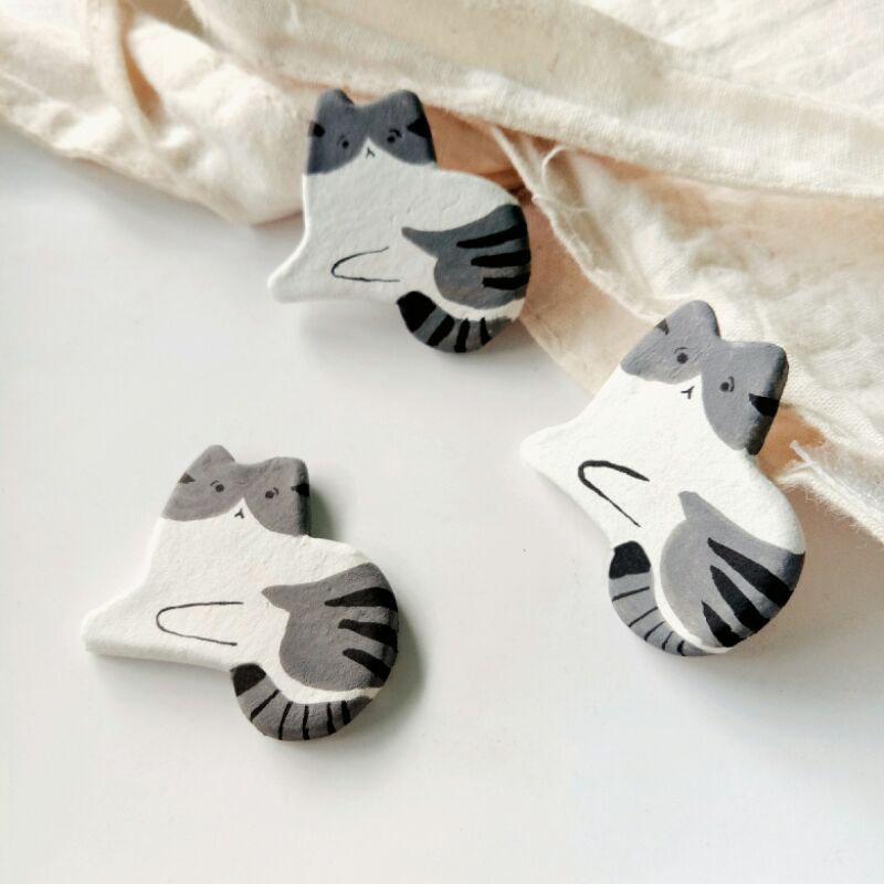 Paint Handmade Air Dry Clay Pins with Glossy Finish | Brooch ...