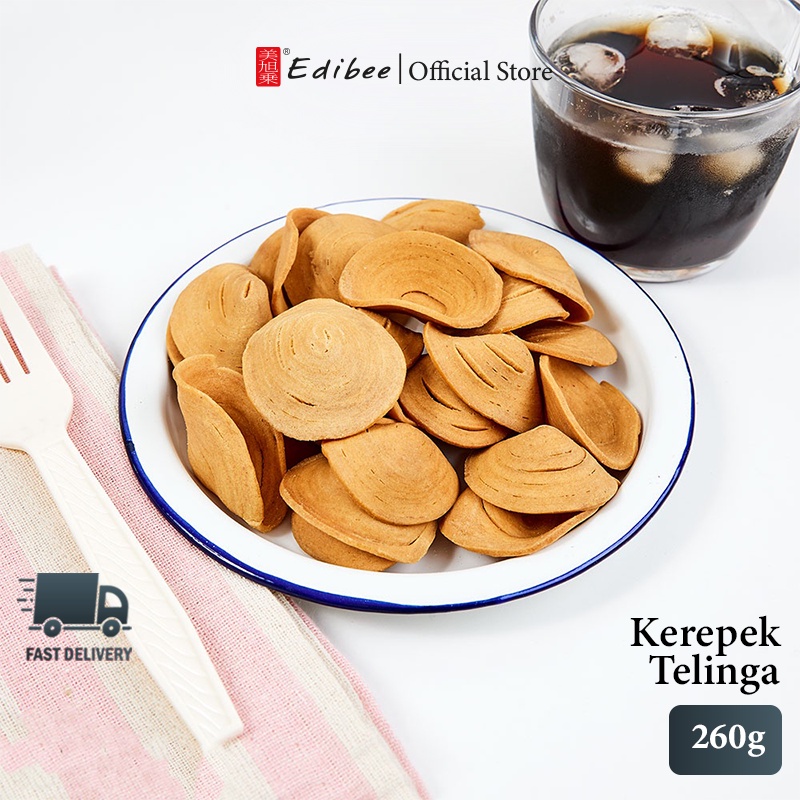 Edibee Kerepek Telinga 260G Ear Biscuit Pair Tea Coffee Kopi 牛耳饼 零食小吃 茶 ...
