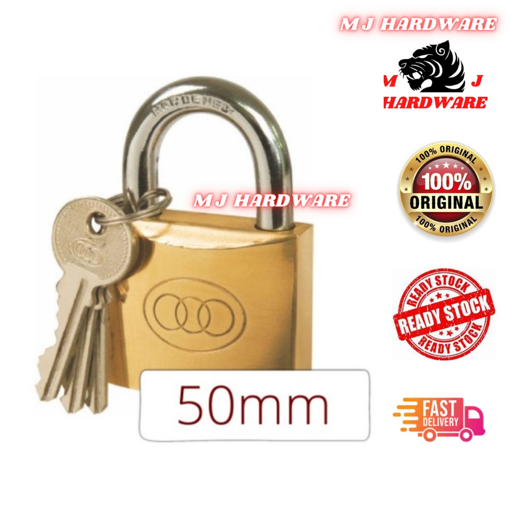 100% 50mm Tri-Circle Heavy Duty Short Shackle Brass Padlock / Heavy ...