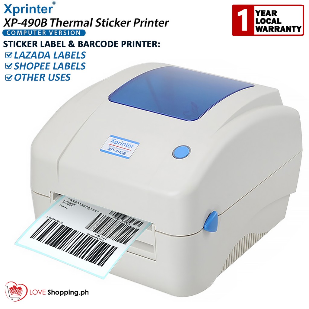 Xprinter XP-490B Direct Thermal Printer Label Printer for Shipping ...