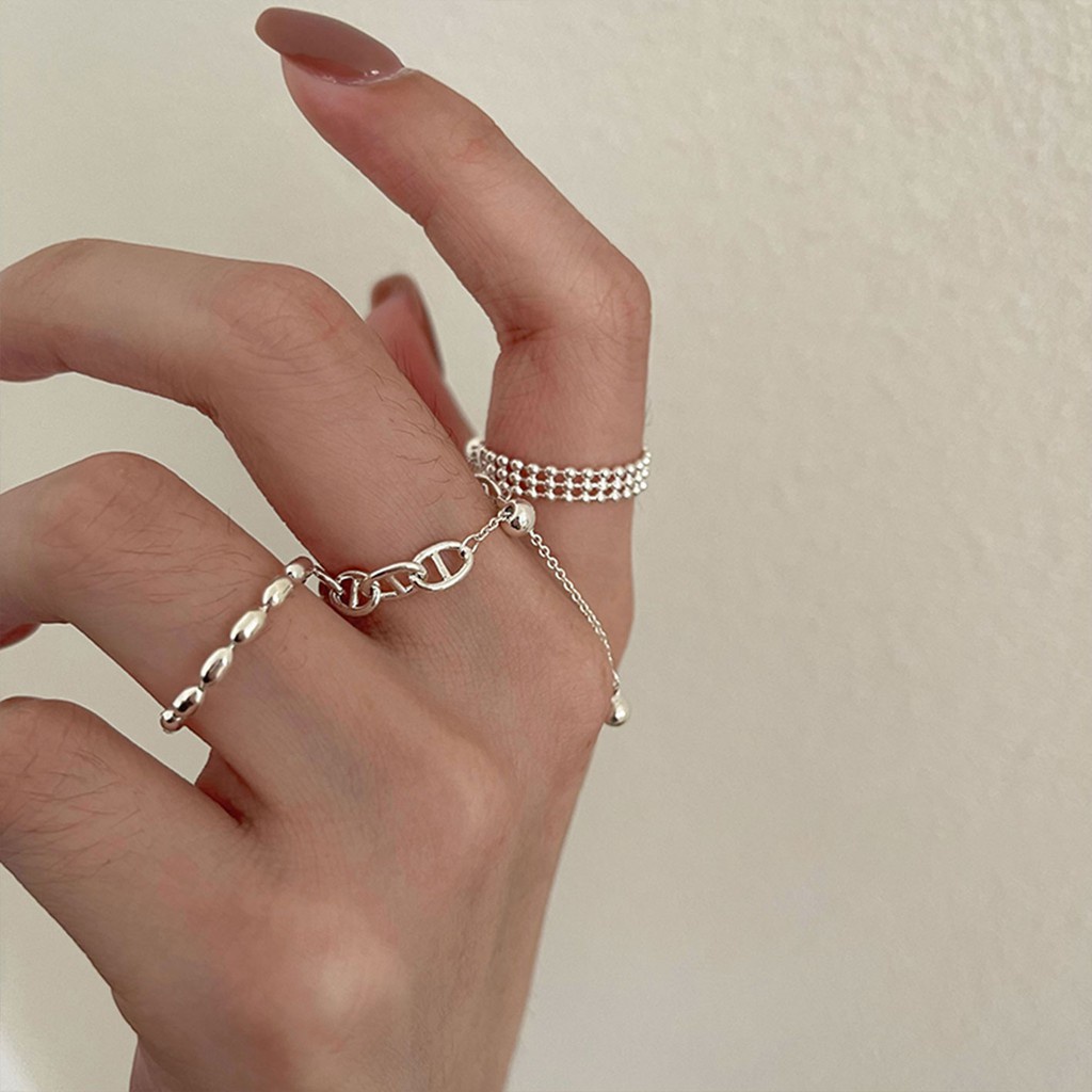 Fashionable Unique Chain Pull-Out Adjustable Ring Korean Niche Design ...