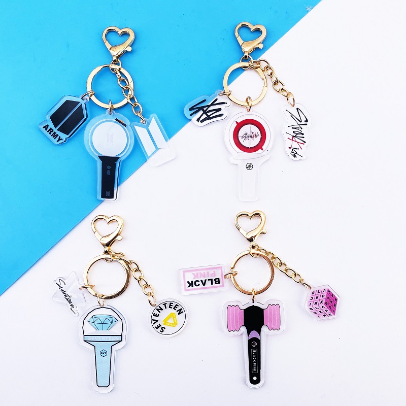 KPOP Acrylic Keychain BP Stray Kids Seventeen Golden Keyring Key Holder ...