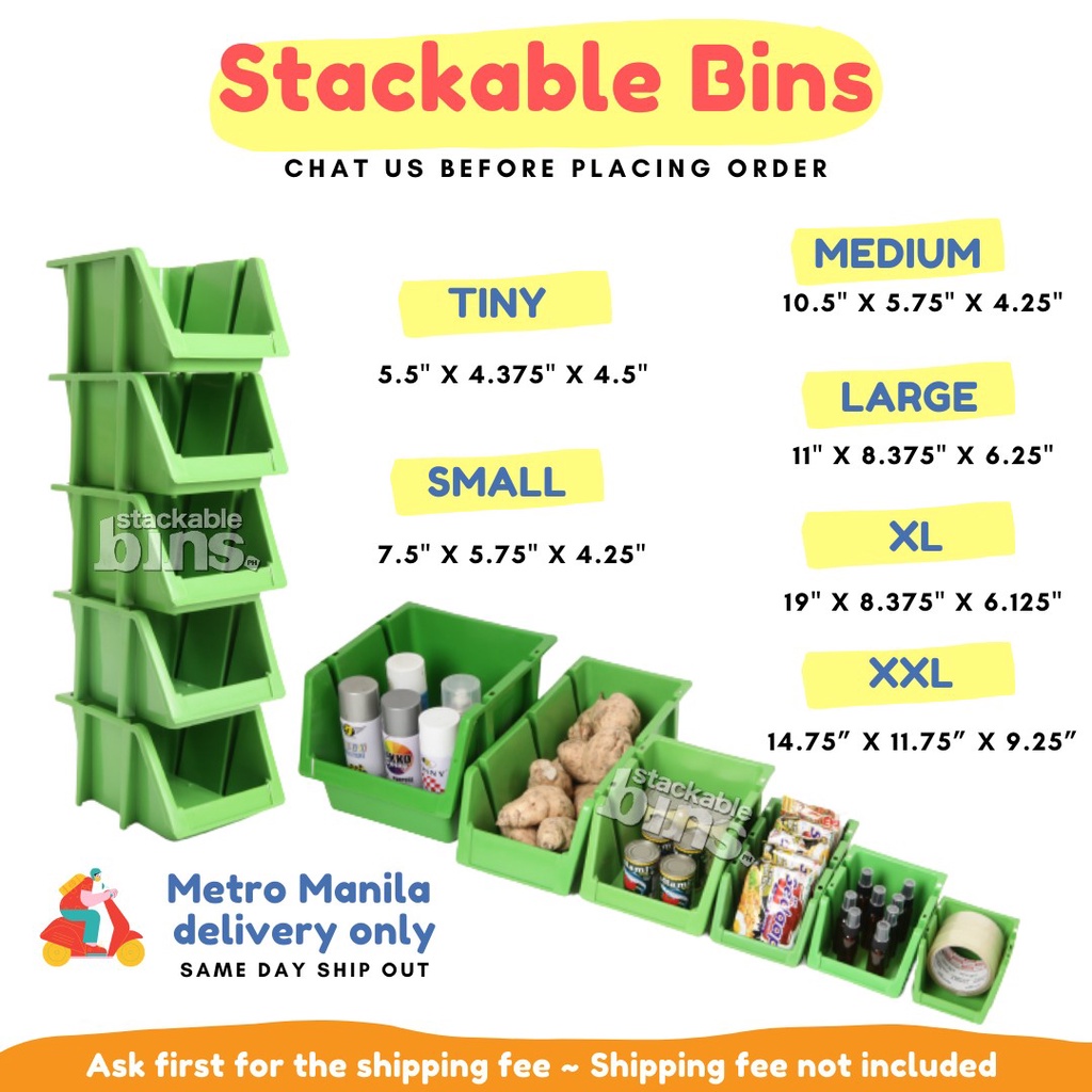 SAME DAY DELIVERY METRO MANILA Stackable Bin Boxes Storage Organizer ...