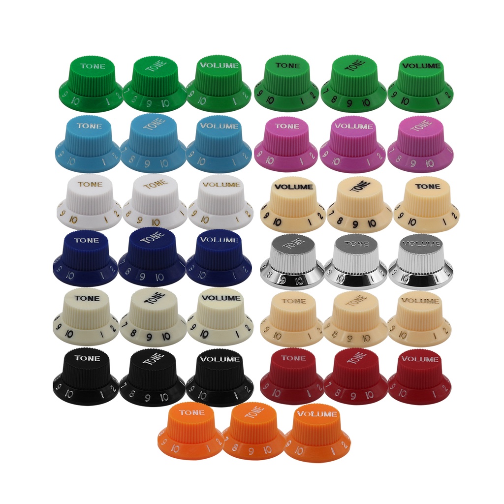 FLEOR Plastic 2T1V Top Hat Control Knobs Electric Guitar Tone Volume ...