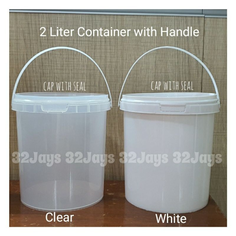 Empty 2 Liter Bucket Container with Lid and Handle Food Grade PP ...