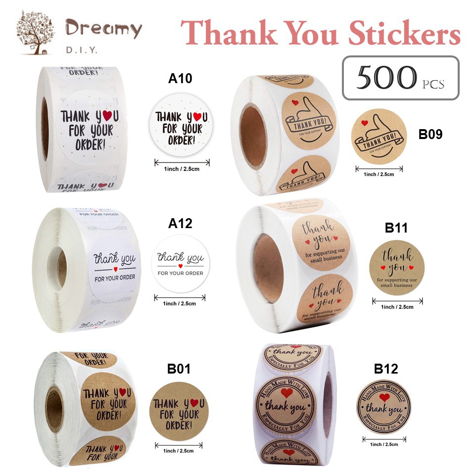 (500pcs/roll) THANK YOU sticker / Terima Kasih / packaging stickers ...